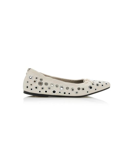 Golden Goose Amy Eyelet-Embellished Leather Ballet Flats in Natural | Lyst
