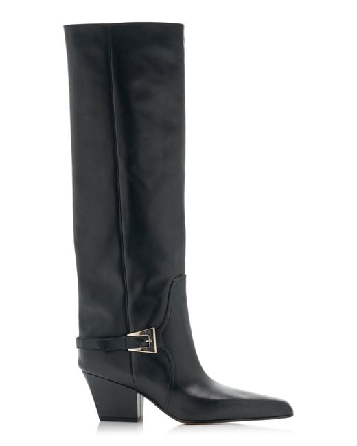 Paris Texas Jane Buckle-detailed Leather Boots in Black | Lyst