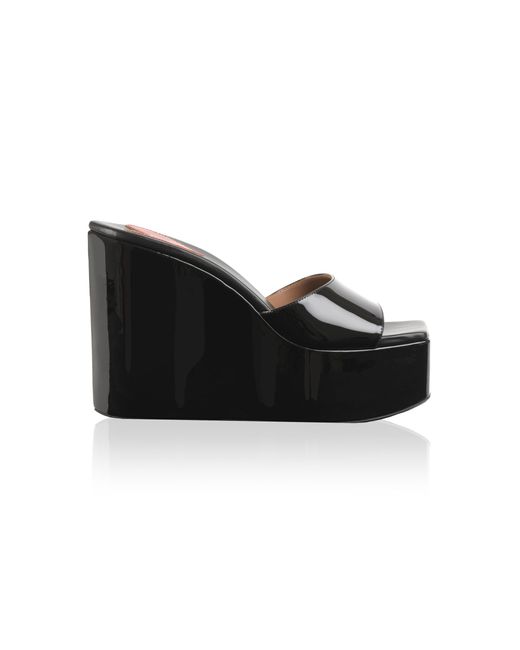 Alaïa Color Patent Leather Wedge Mules In Black Lyst