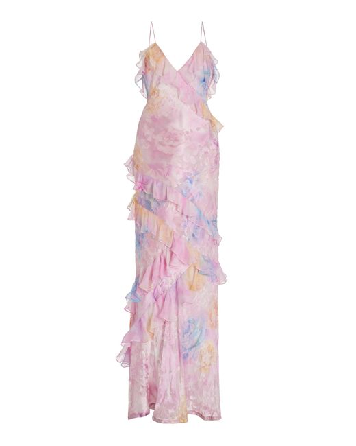 LoveShackFancy Rialto Ruffled Silk-blend Gown in Pink | Lyst