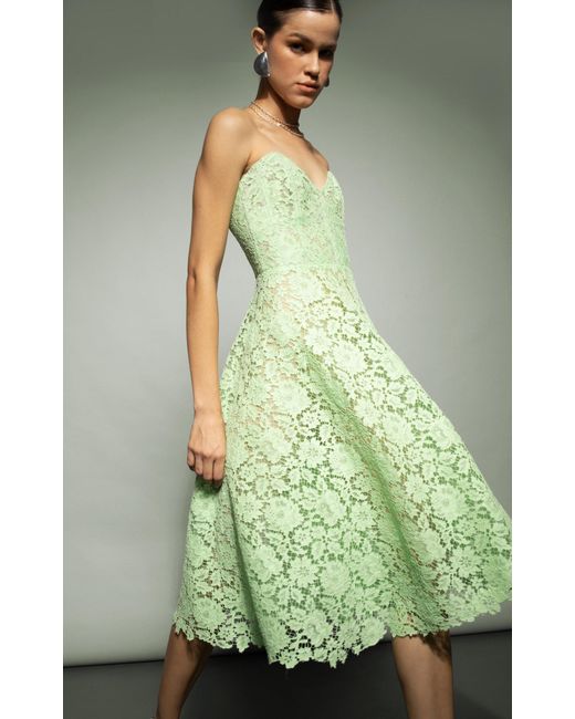 Francesca Miranda Maria Strapless Lace Midi Dress in Green | Lyst
