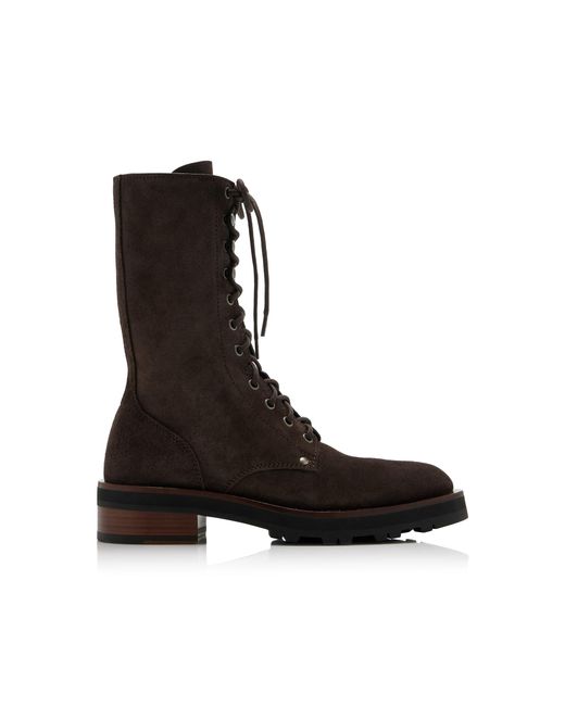 The Row Selena Suede Lace-Up Boots in Black | Lyst