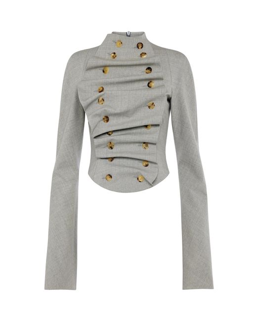 A.W.A.K.E. MODE Wool-Blend Bib-Front Structured Jacket in White | Lyst