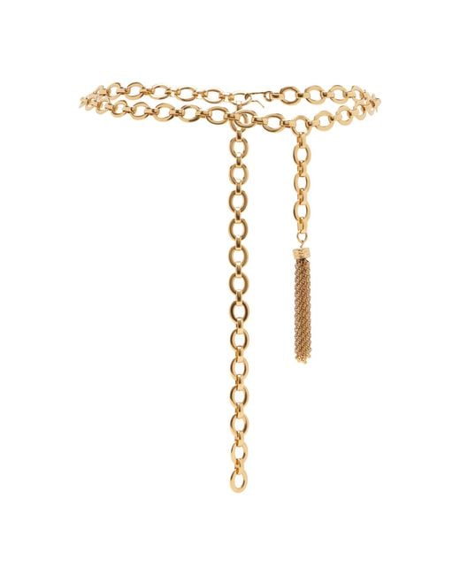 Chloé Tassel- Embellished Gold-tone Chain Belt in Metallic | Lyst