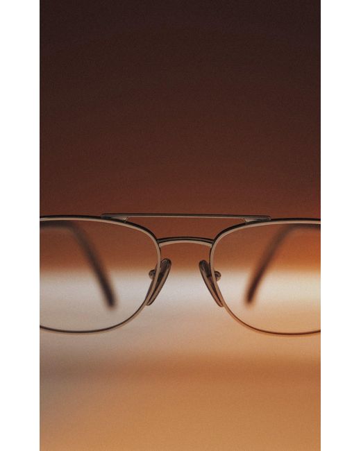 Prada Oval-Frame Steel Glasses in Metallic | Lyst