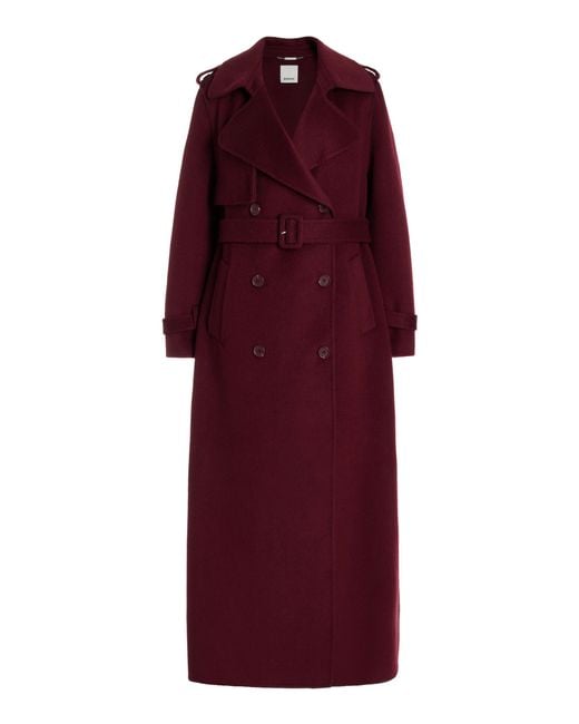 Jonathan Simkhai Rumi Belted Wool-blend Trench Coat in Purple | Lyst