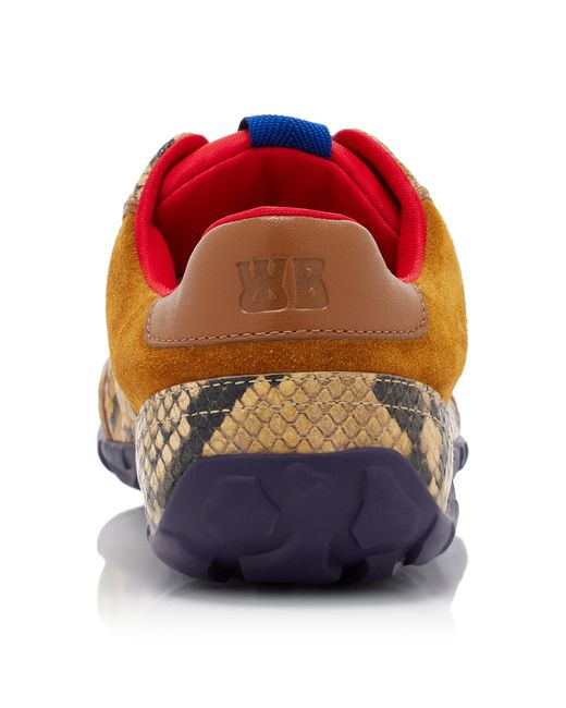 Wales Bonner Snake-effect Leather Sneakers in Brown | Lyst