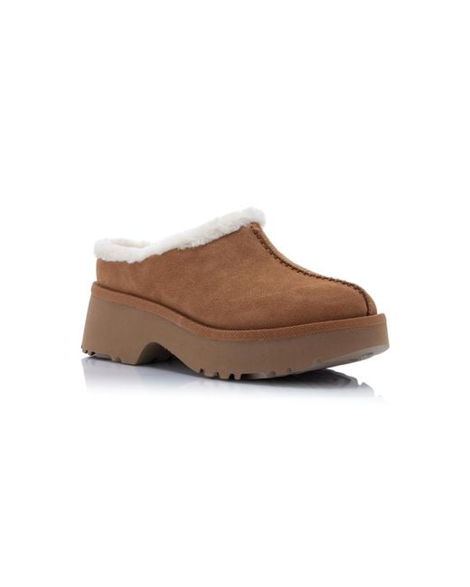 UGG Cozy New Heights Suede And Shearling Clogs in Brown | Lyst