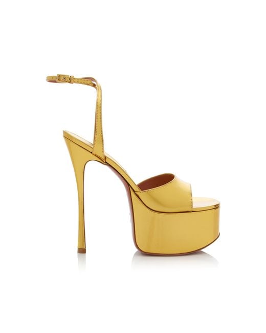 AMINA MUADDI Aya Platform Leather Sandals in Metallic | Lyst