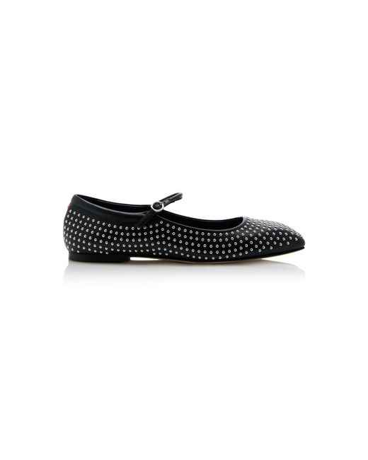 Aeyde Uma Studded Leather Mary Jane Flats in Black | Lyst