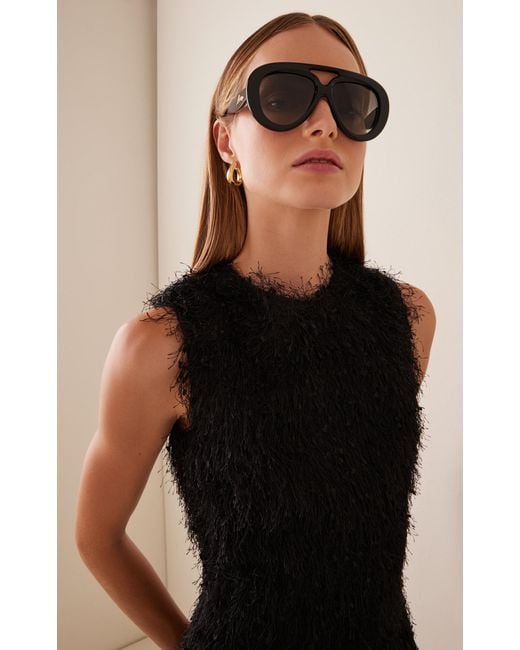 Loewe Curvy Oversized Aviator-frame Acetate Sunglasses in Black | Lyst