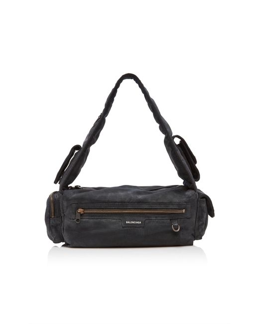 Balenciaga Superbusy Distressed Nylon Sling Bag in Black | Lyst