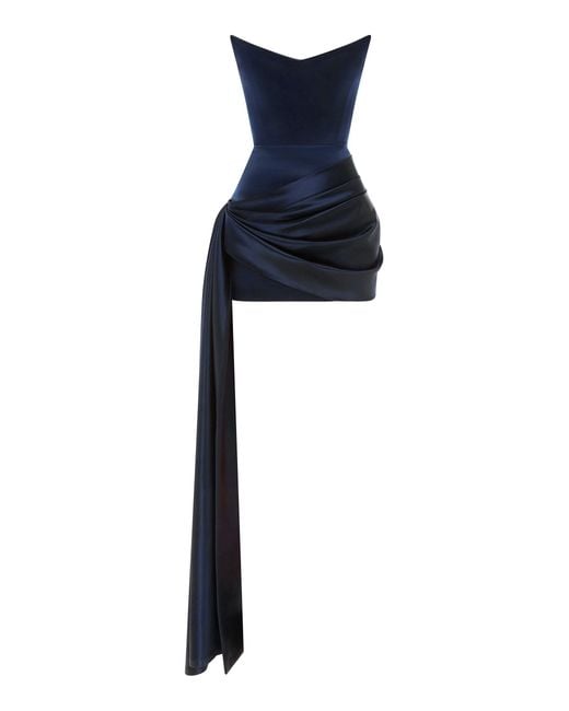 Alex Perry Draped Duchess Satin Mini Dress in Blue | Lyst