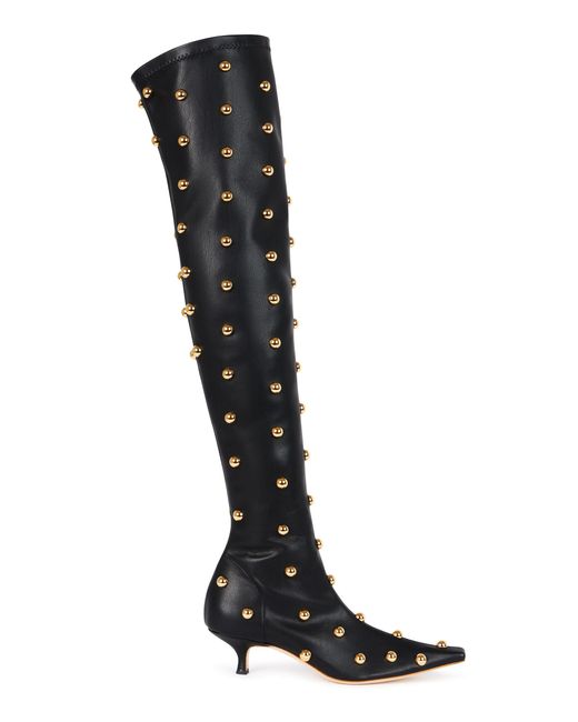 A.W.A.K.E. MODE Veronica Borchie Over-The-Knee Studded Faux Stretch ...