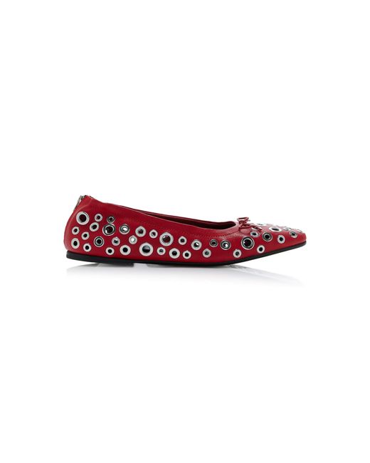 Golden Goose Amy Eyelet-Embellished Leather Ballet Flats in Red | Lyst