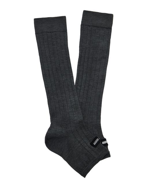 Miu Miu Silk-Blend Leg Warmer Socks in Blue | Lyst