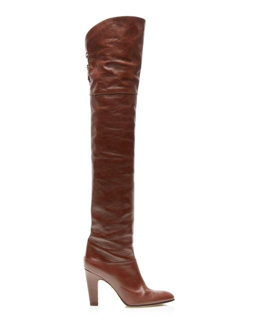Chloé Eve Leather Over-the-knee Boots in Brown | Lyst