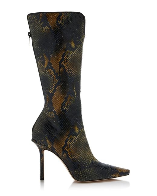Jimmy Choo 2000 Python-Effect Leather Knee Boots in Black | Lyst