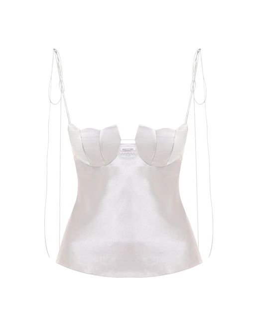 Anna October Lolantha Satin Top in White | Lyst