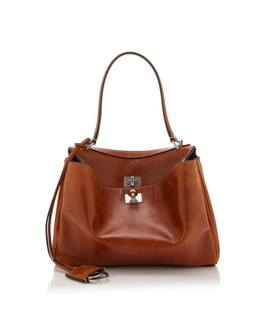 Balenciaga Rodeo Small Leather Top Hande Bag in Brown | Lyst