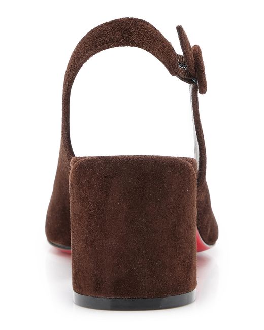 Christian Louboutin So Jane 55Mm Veau Velours Slingback Pumps in Brown ...