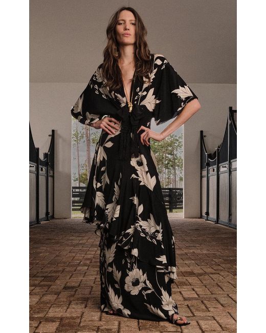 Johanna Ortiz Tesoro Escondido Multi-Layered Silk Maxi Dress in Brown ...