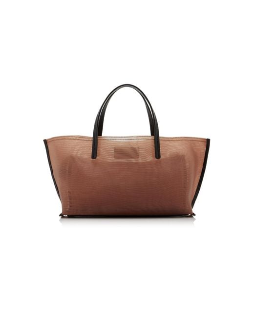 STAUD Christos Mini Mesh Tote Bag in Brown | Lyst