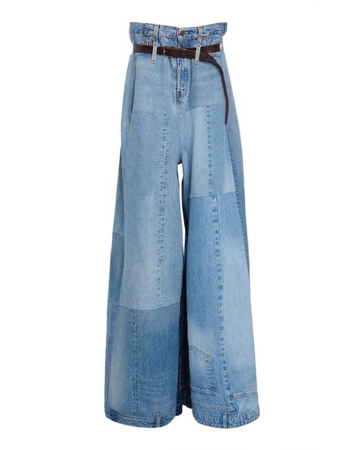 A.W.A.K.E. MODE Patchwork High-Rise Wide Leg Jeans in Blue | Lyst