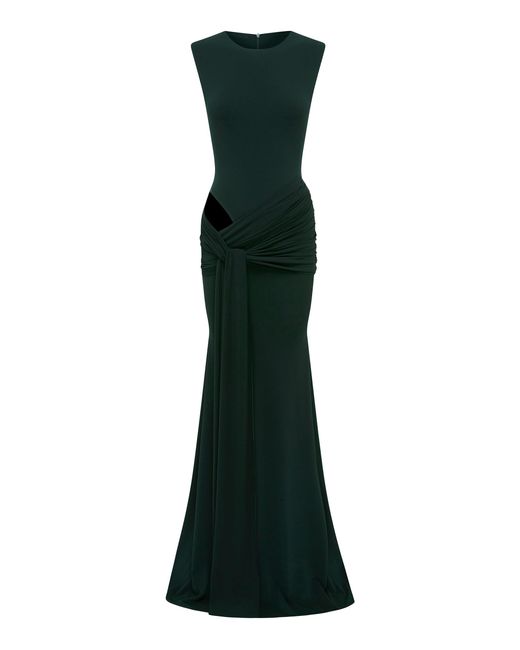 Alex Perry Cut-out Draped Jersey Gown in Green | Lyst