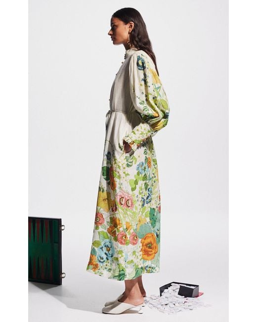 ALÉMAIS Constance Button-detailed Linen Maxi Dress in White | Lyst