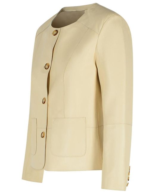 Bully Ivory Leather Jacket in Natural | Lyst UK