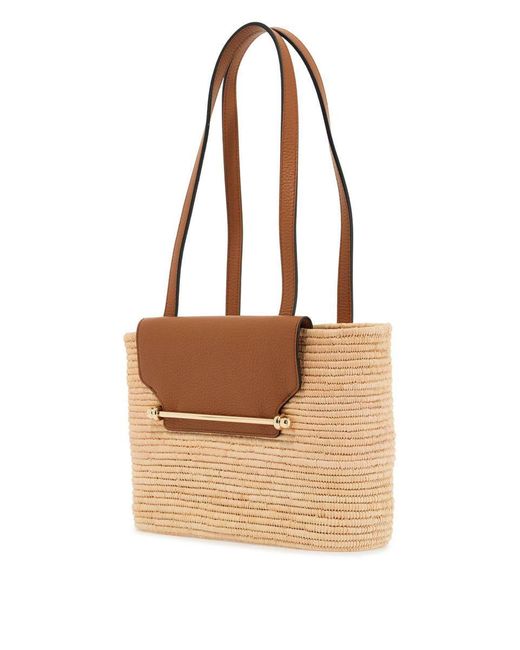 Strathberry Woven Raffia Bag With Leather Details in Natural | Lyst