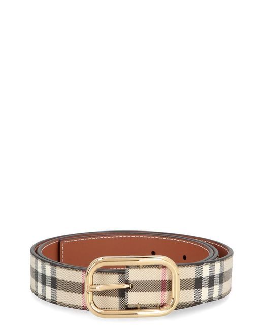 Burberry Check Belt in Brown | Lyst UK