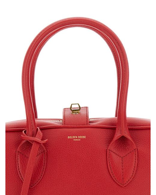 Golden Goose 'Vita' Handbag With Laminated Logo in Red | Lyst