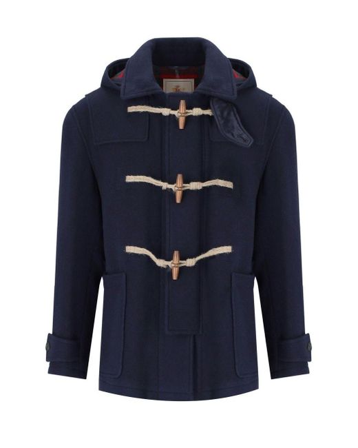 Baracuta Double Wool Short Duffle Montgomery Jacket in Blue for Men | Lyst