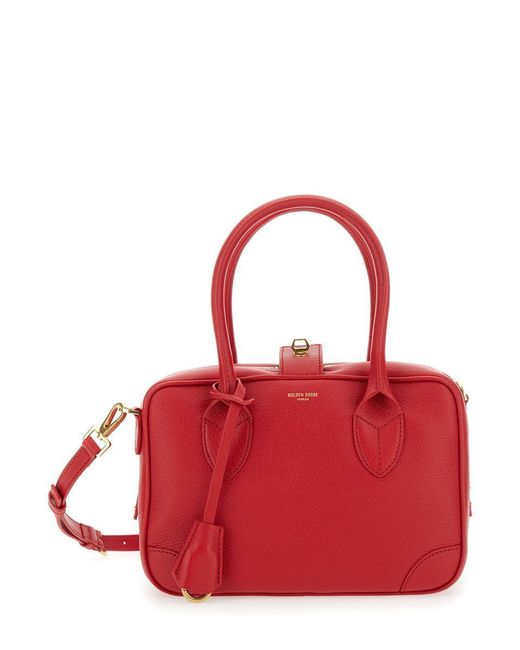 Golden Goose 'Vita' Handbag With Laminated Logo in Red | Lyst