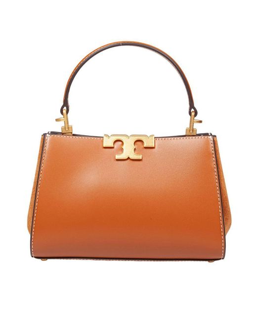 Tory Burch Mini Smooth Leather Satchel in Orange | Lyst