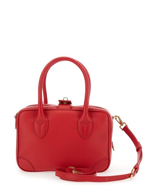 Golden Goose 'Vita' Handbag With Laminated Logo in Red | Lyst
