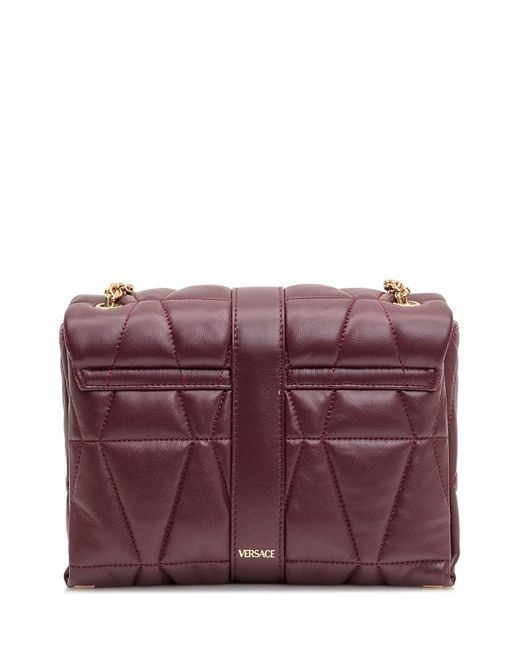 Versace Kleio Quilted Shoulder Bag in Purple | Lyst UK