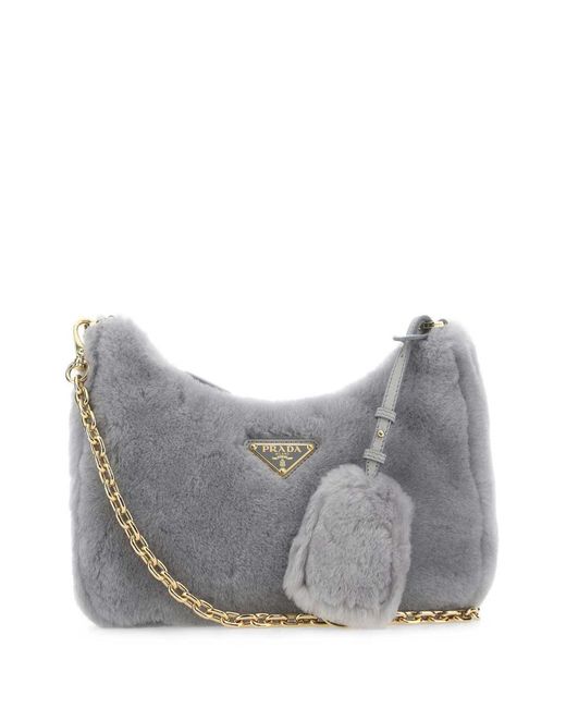 Prada Handbags in Gray | Lyst