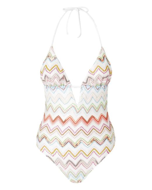 Missoni Swimsuit With Zigzag Pattern in White | Lyst UK