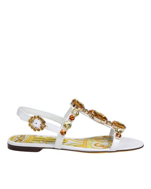 Dolce & Gabbana Patent Leather Sandal With Embroidered Stones in ...