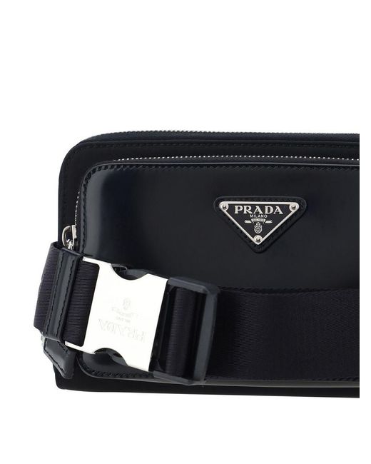 Prada Shoulder Fanny Pack in Black for Men | Lyst