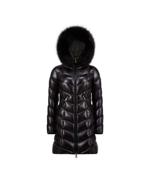 Moncler Fulmarus Long Down Jacket in Black | Lyst
