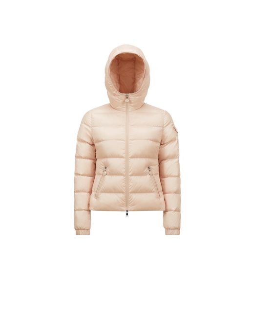 Moncler Gles Hooded Short Down Jacket in Natural | Lyst UK