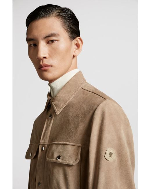Moncler Corborant Leather & Suede Shacket in Natural for Men | Lyst