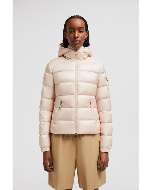 Moncler Gles Hooded Short Down Jacket in Natural | Lyst UK