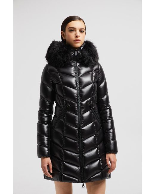 Moncler Fulmarus Long Down Jacket in Black | Lyst