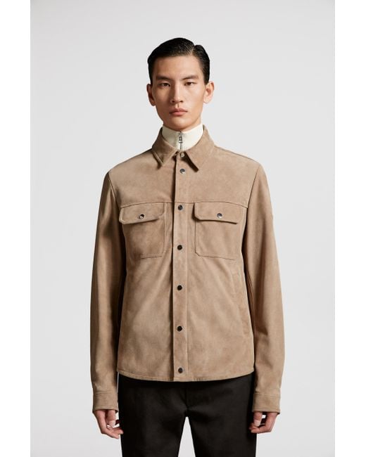 Moncler Corborant Leather & Suede Shacket in Natural for Men | Lyst