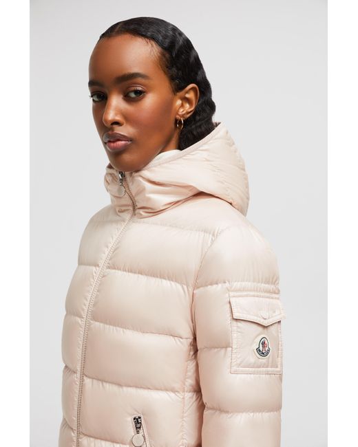 Moncler Gles Hooded Short Down Jacket in Natural | Lyst UK